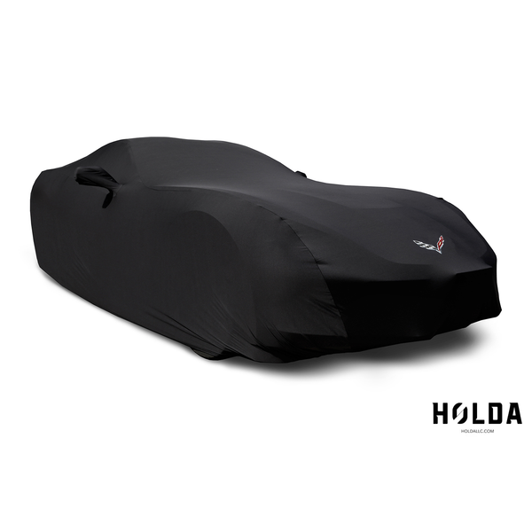 2014-2019 C7 Corvette Car Cover - SuperStretch Black Indoor with C7 Fl ...